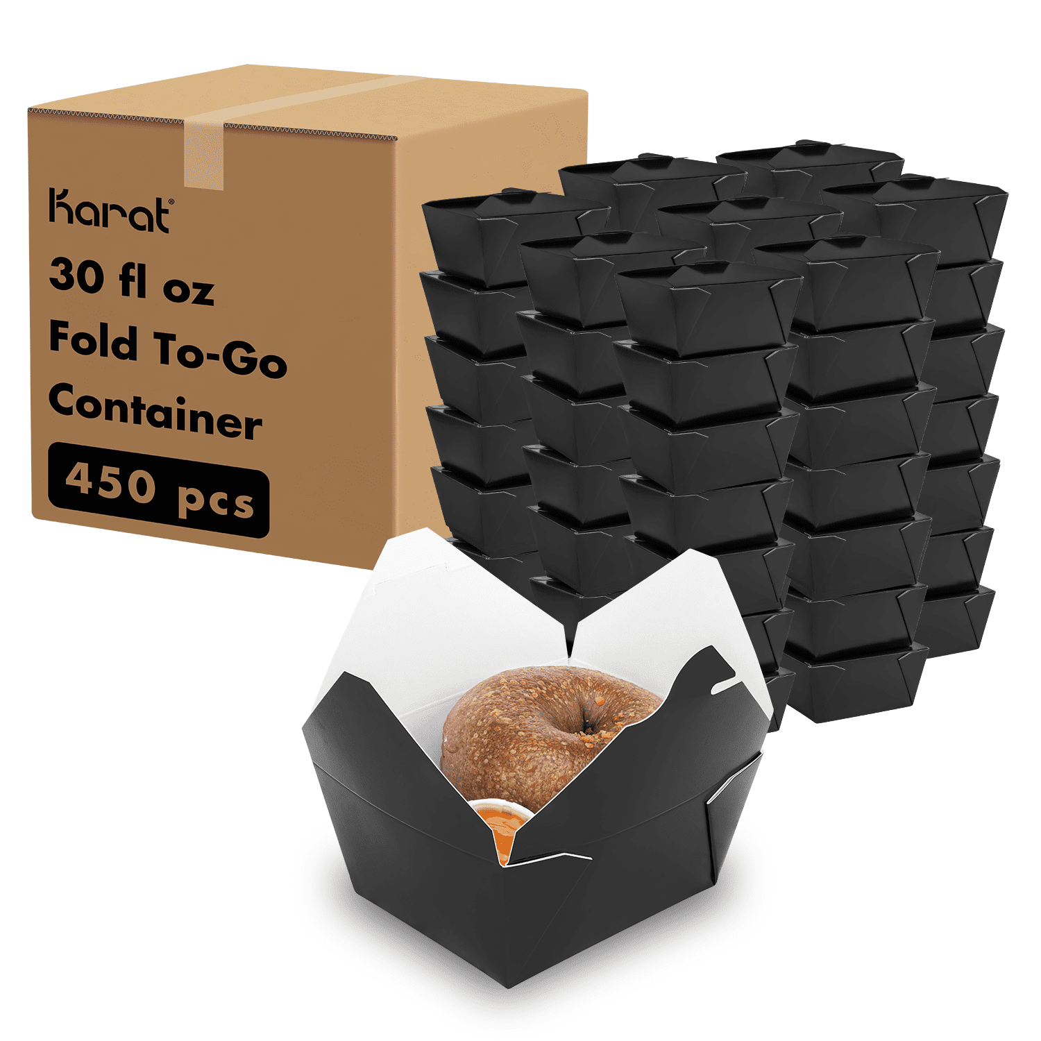 [450 ct] Paper Fold To-Go Containers | 30 fl oz | Black - Walmart.com