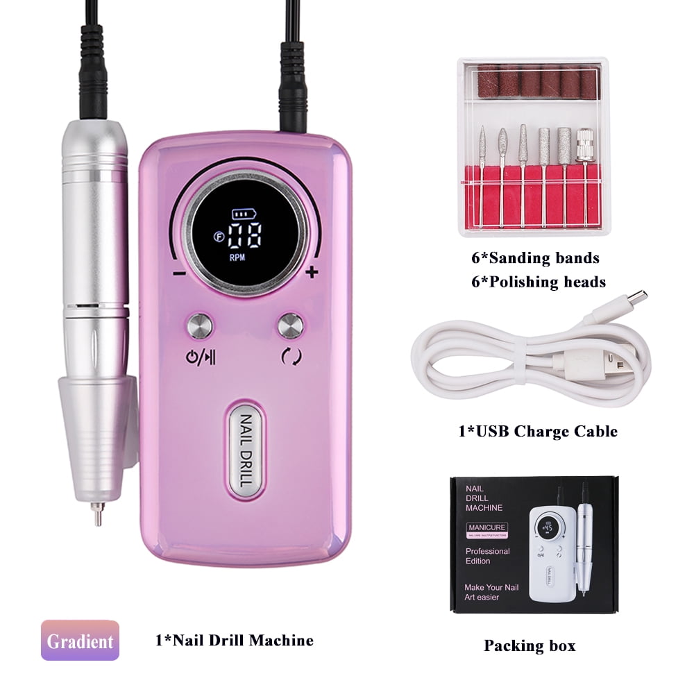 45000RPM Professional Rechargeable Electric Nail Drill Machine Portable ...