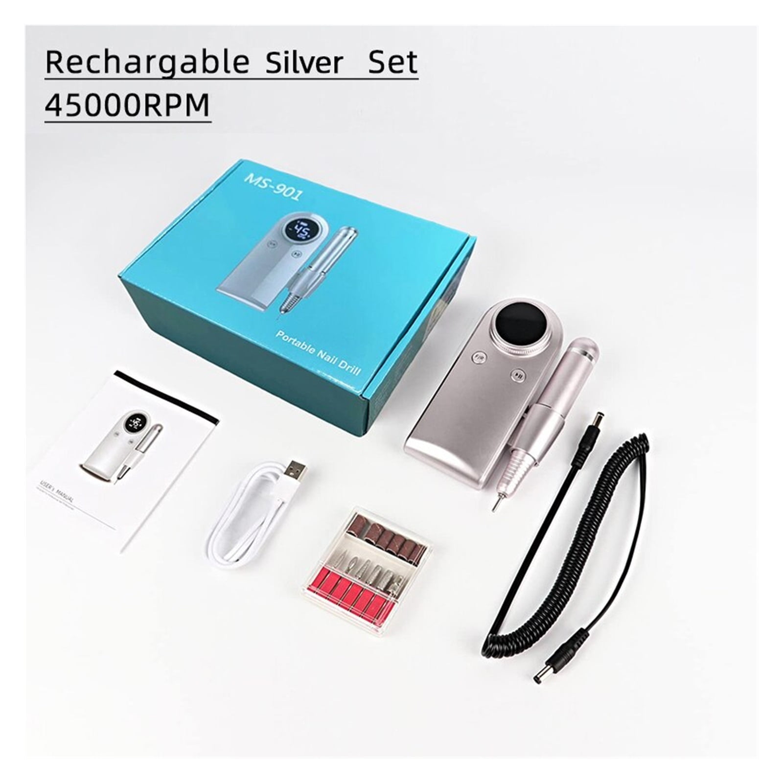 45000RPM Rechargeable Nail Drill Manicure Machine, Professional Nail ...
