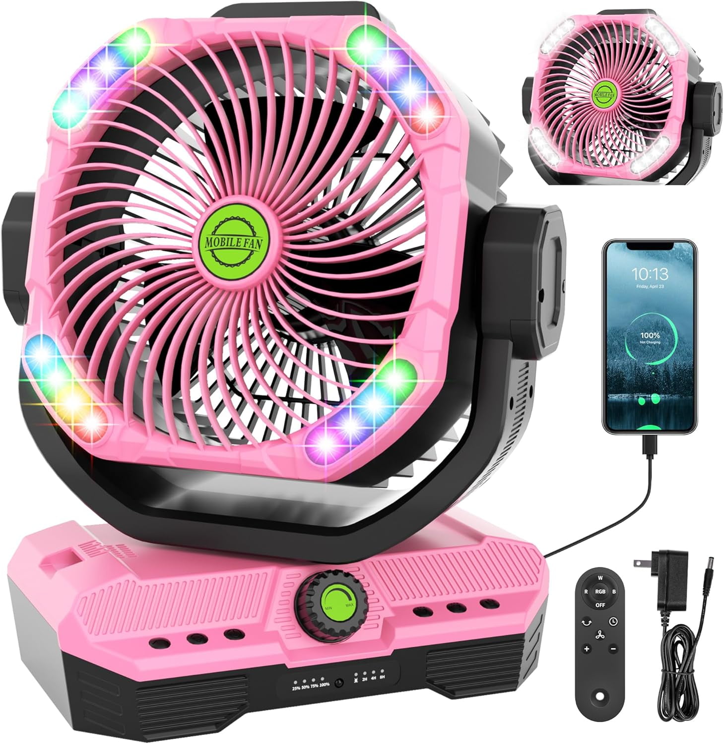 45000mAh Rechargeable fan for Bedroom, Battery Powered Oscillating Fan ...