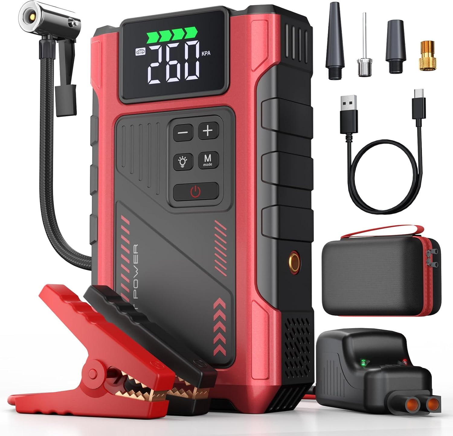 4500A Car Jump Starter with Air Compressor, Portable Battery Charger ...