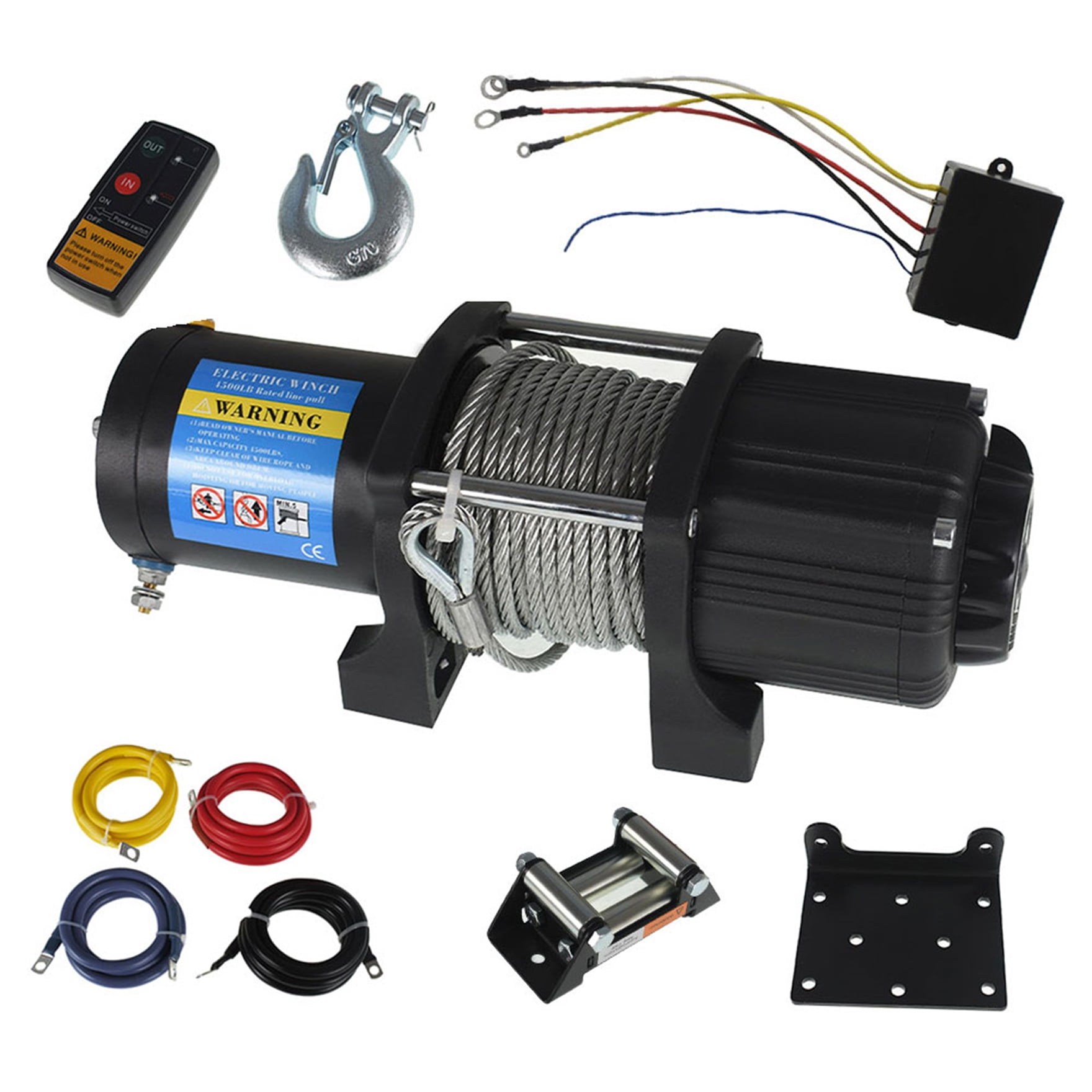4500LB Electric Winch 12V 1.6HP ATV UTV with 50FT Steel Cable, Hand ...