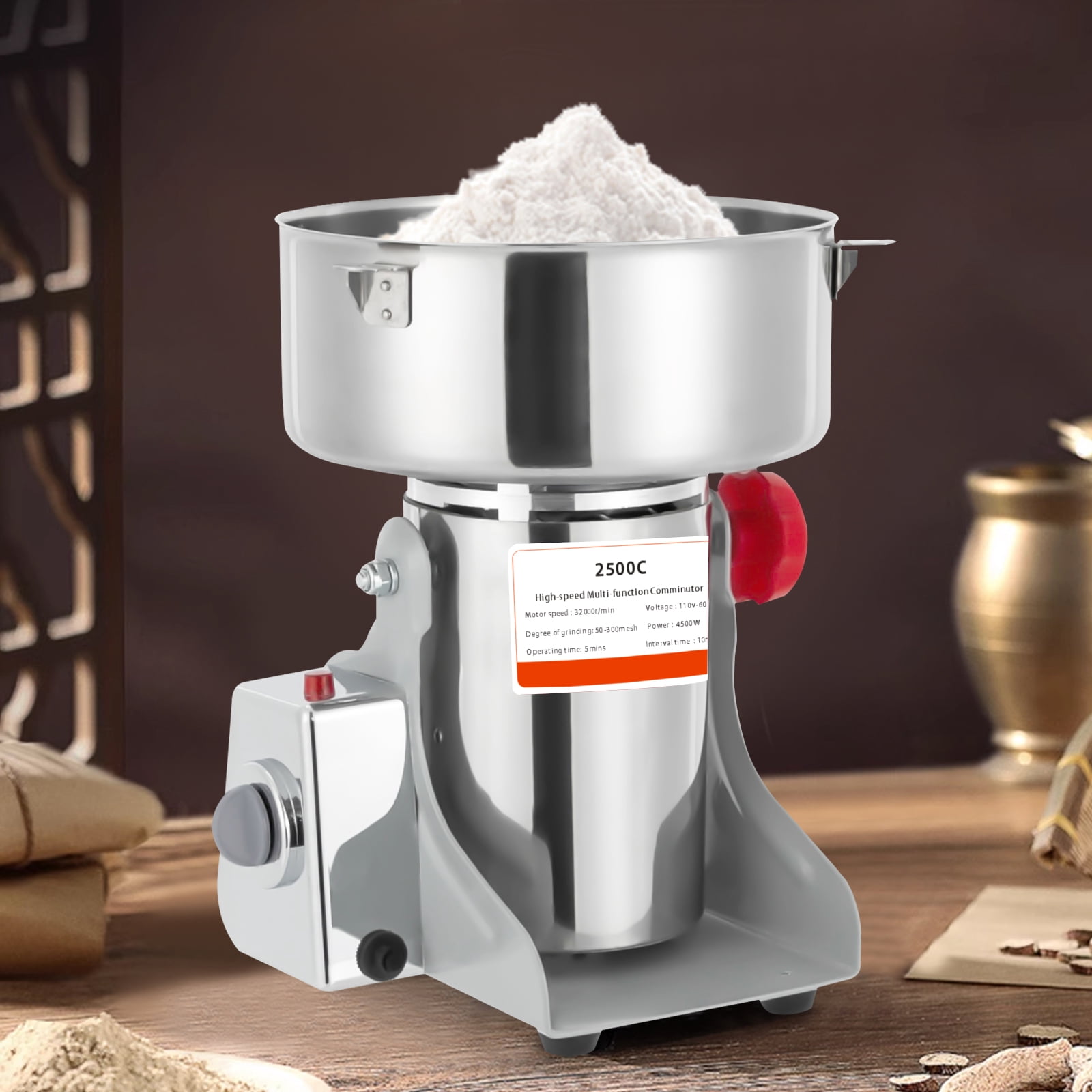 4500W Electric Grain Mill Grinder with 5.5 lbs Capacity, 304 Stainless ...