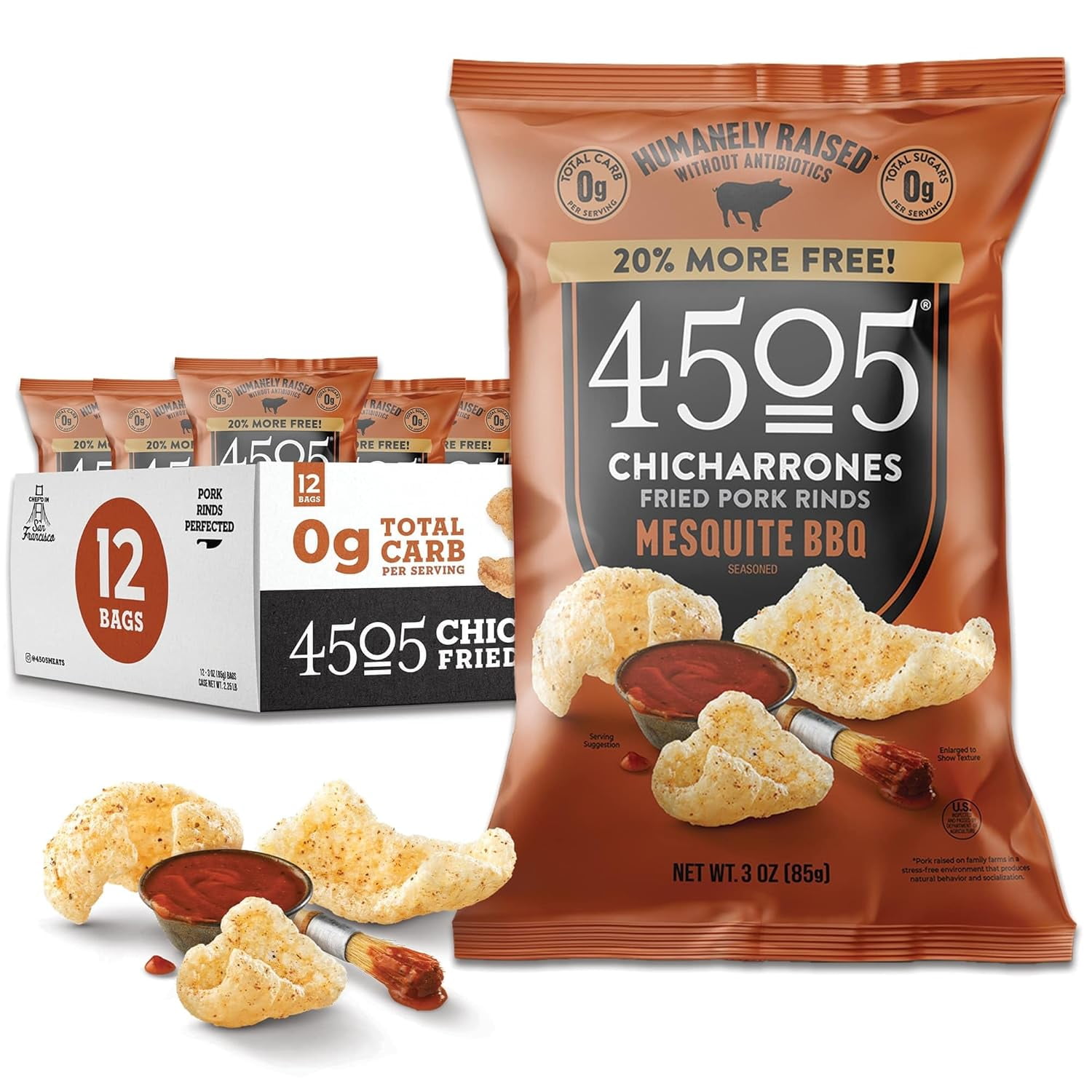 4505 BBQ Seasoned Chicharrones, Fried Pork Rinds - Barbeque Flavored ...