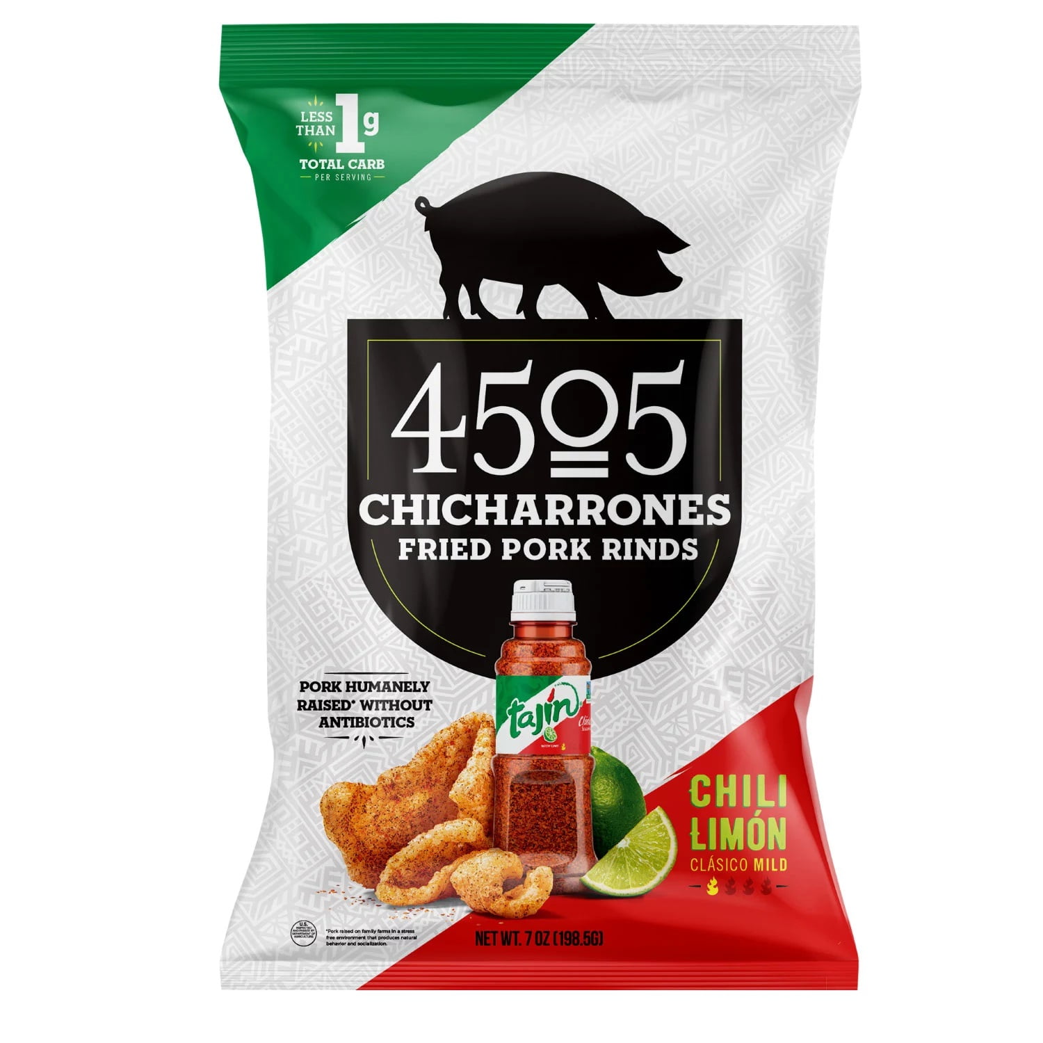 4505 Meats Chicharrones Tajin Seasoned Pork Rinds, Chili Lime Snack, 7 ...