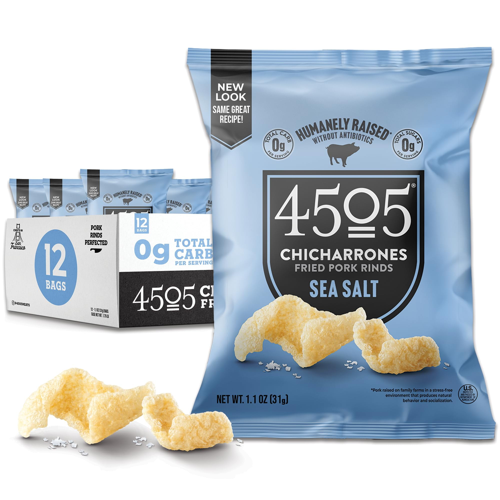 4505 Sea Salt Seasoned Chicharrones, HYZ01 Fried Pork Rinds - Sea Salt ...