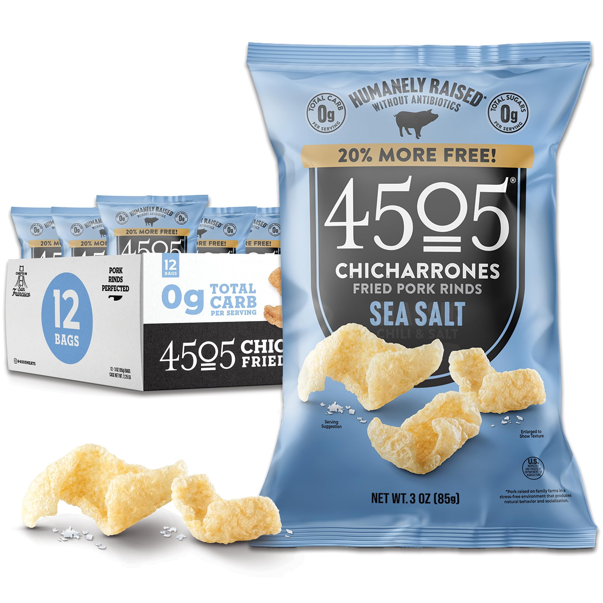 4505 Sea Salt Seasoned OIF8 Chicharrones, Fried Pork Rinds - Sea Salt ...
