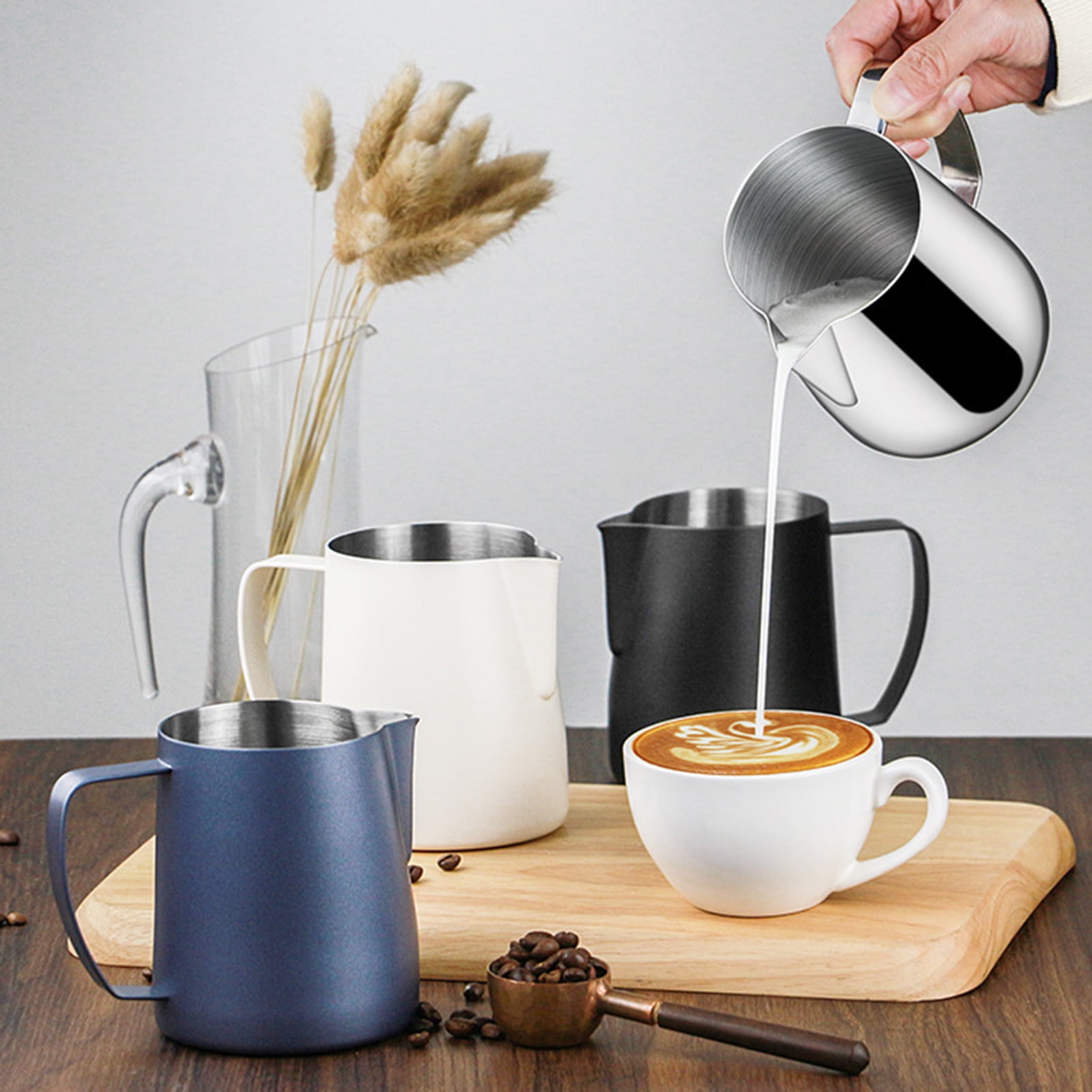450ML Coffee Steaming Pitcher Food Grade Ergonomic Handle Milk Frothing ...