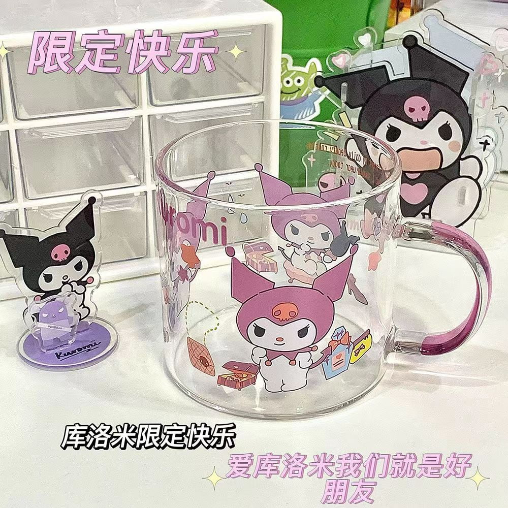 450ML Kawaii Sanrio Glass Cups Hello Kittys Pochacco Anime Cartoon ...
