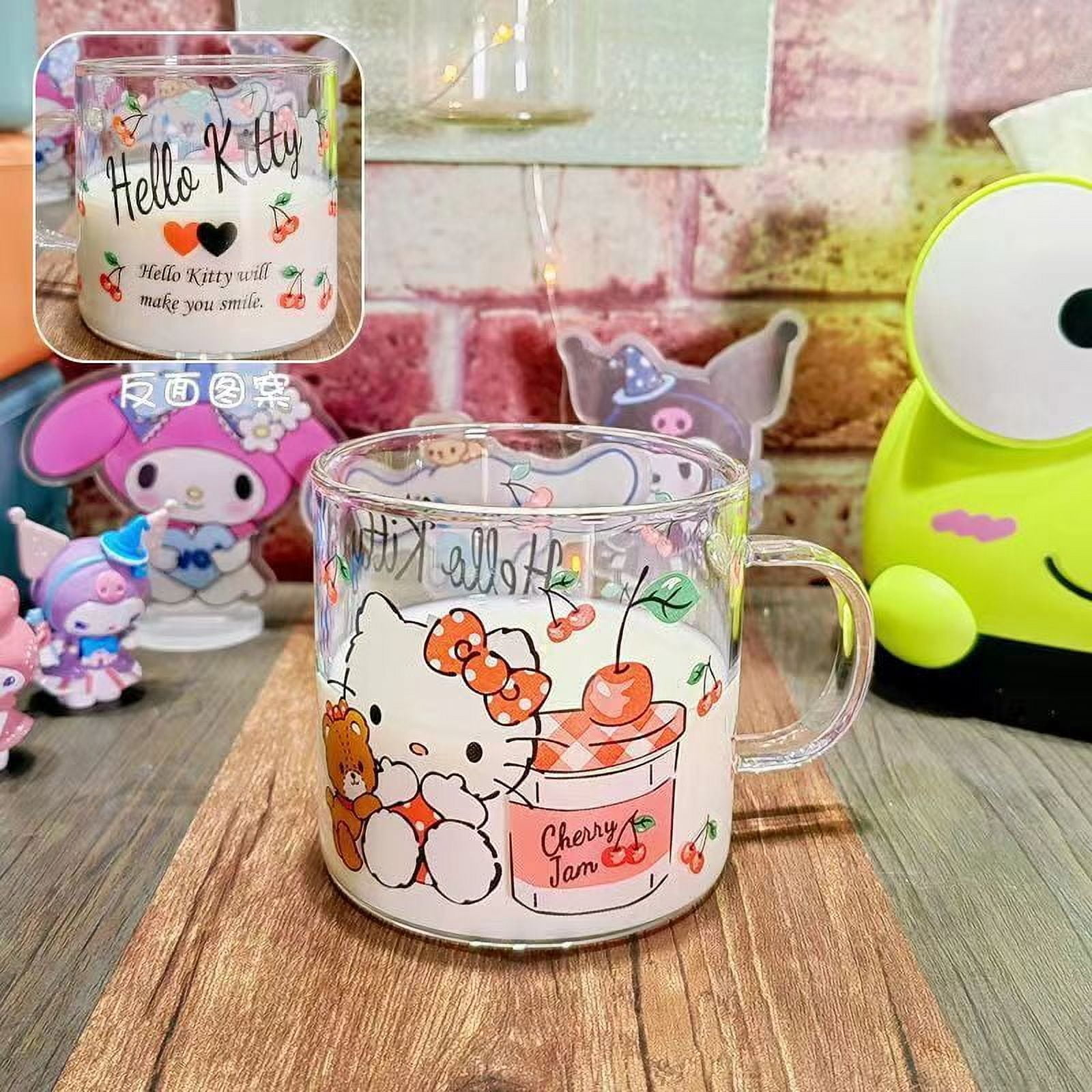 450ML Kawaii Sanrio Glass Cups Hello Kittys Pochacco Anime Cartoon ...