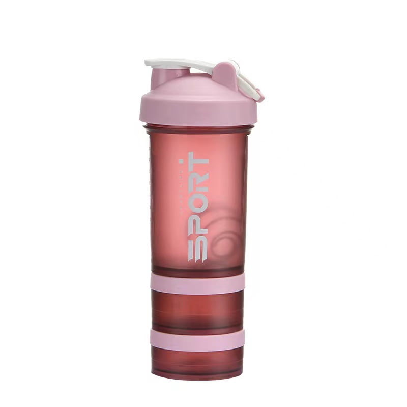 450ML Sport Shaker Bottle 3 Layers Whey Protein Powder Mixing Cup For ...