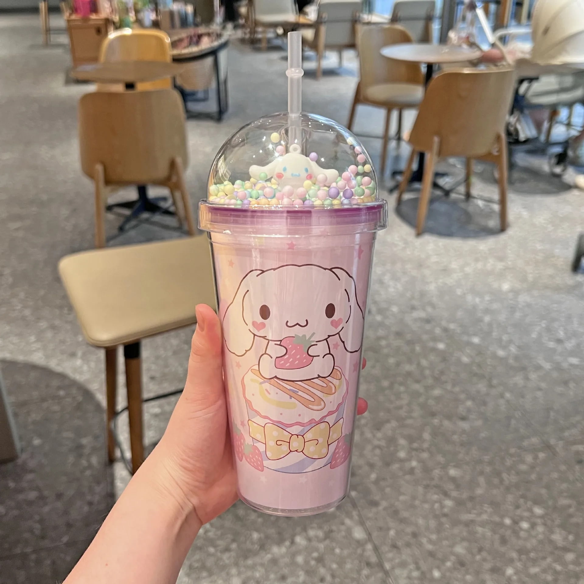 450Ml Cinnamoroll Straw Cups Anime Cartoon Sanrio My Melody Double ...