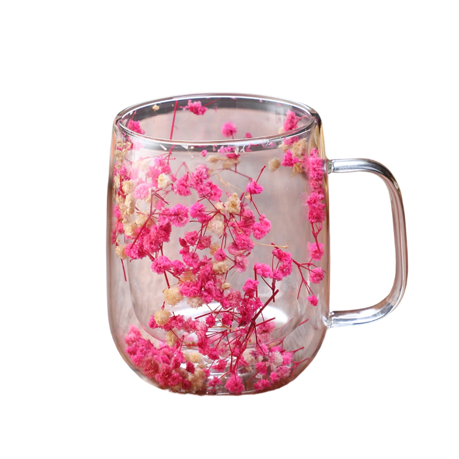 450Ml Double Wall Glass Cup Handle Random Floral Pattern Repeat 2 ...