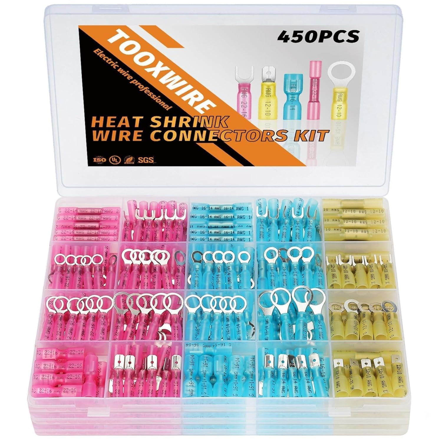 450PCS Electrical Connectors Red Copper, Heat Shrink Wire Connectors ...