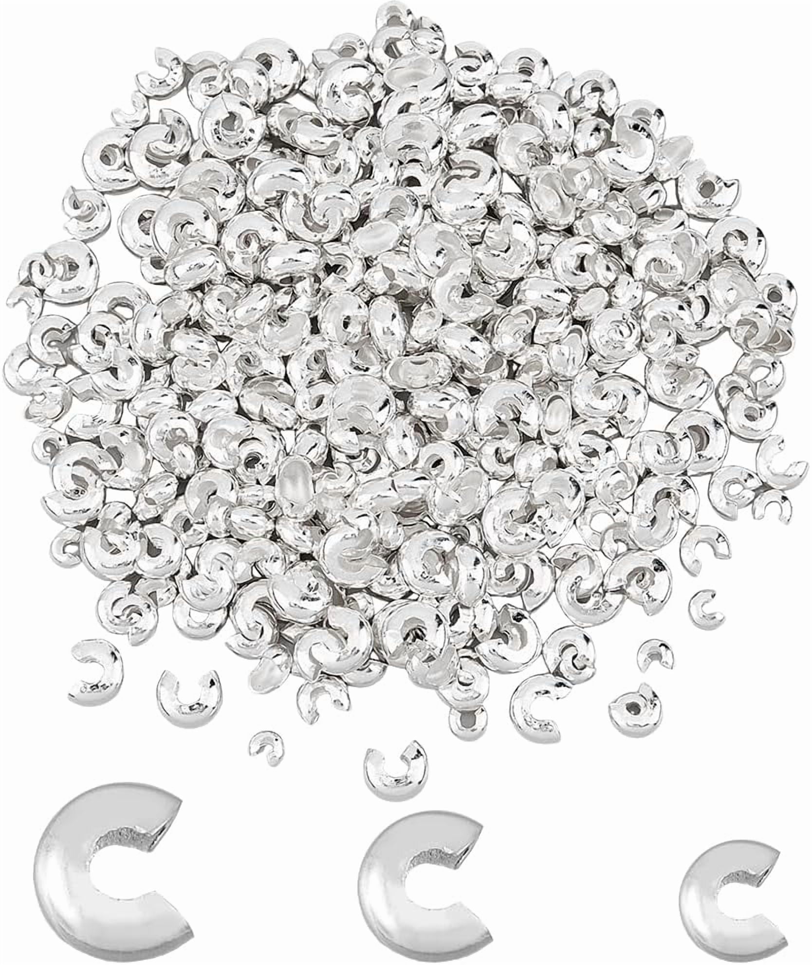 450Pcs 3 Style Brass Crimp Beads Covers Half Round Open Crimp Beads ...