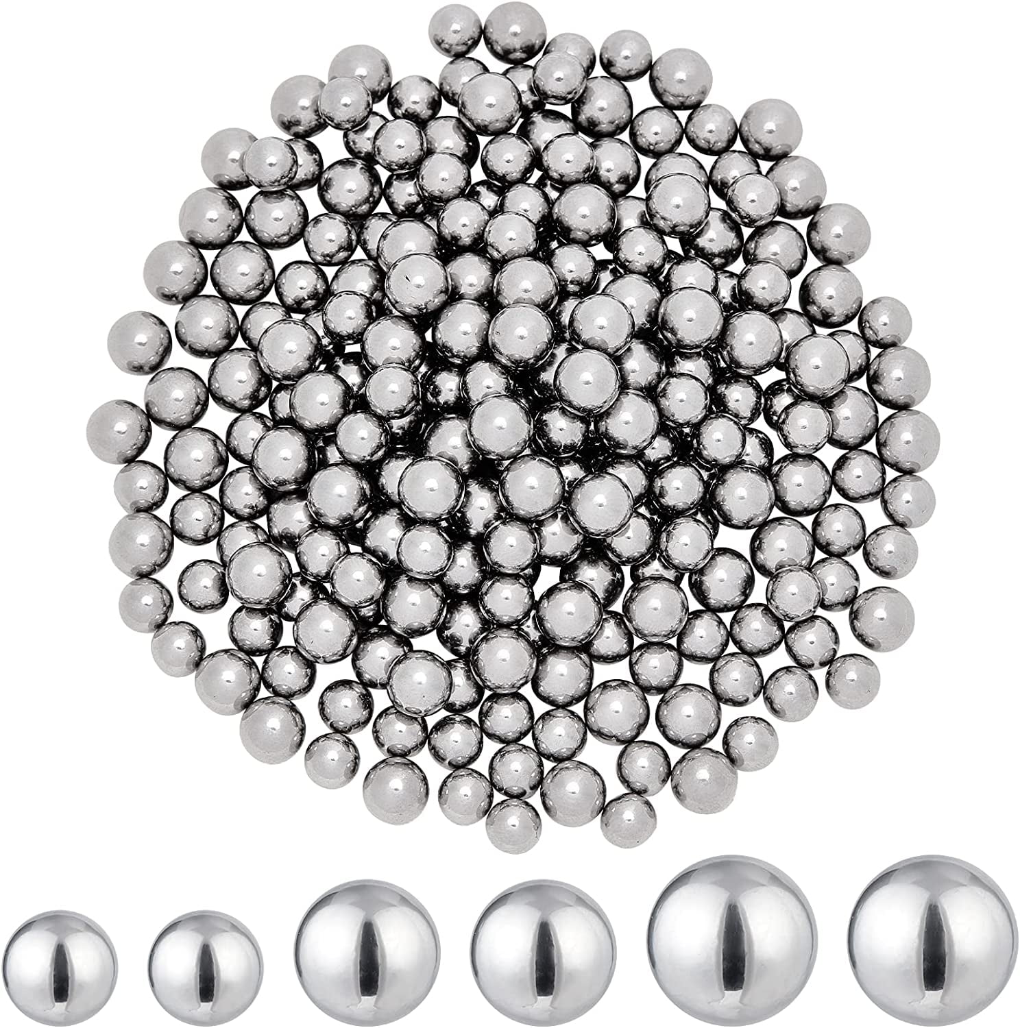 450Pcs 3 Styles Burnishing Media Shot Stainless Steel Polished Beads 4 ...