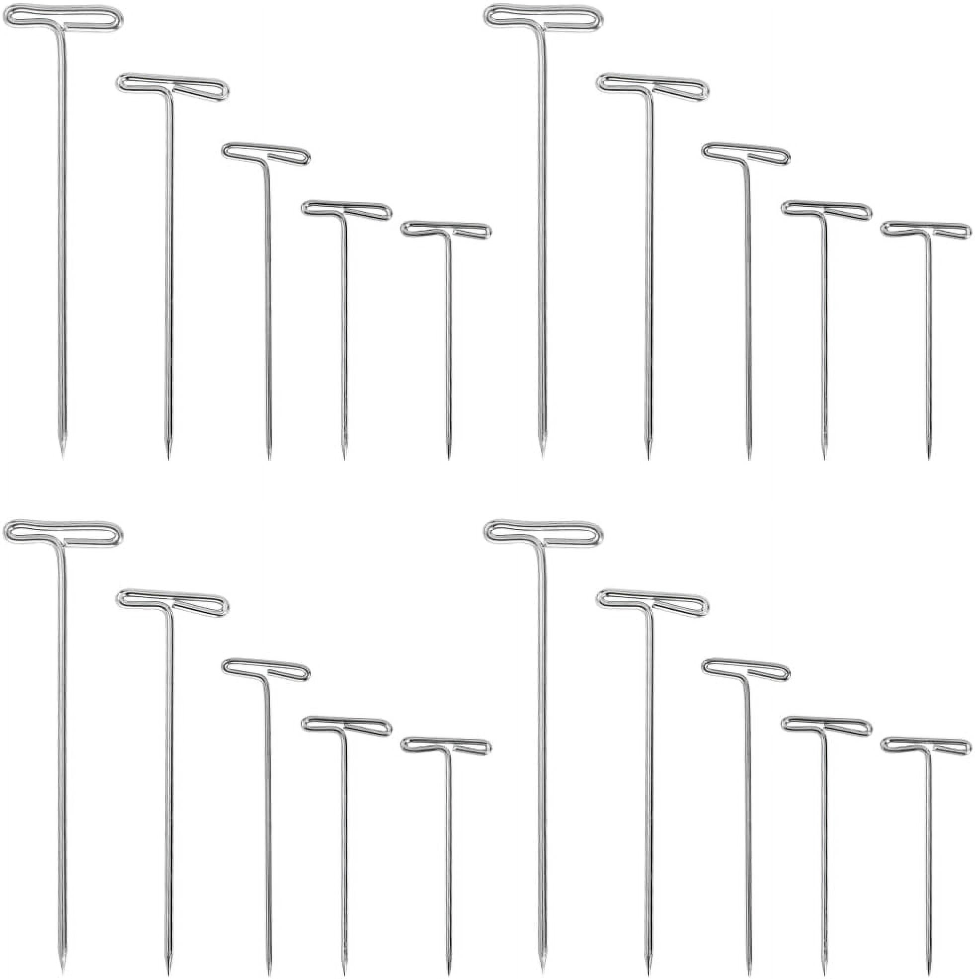450Pcs 5 Styles Metal T Push Pins Wig Pins Long Stainless Steel Silver ...
