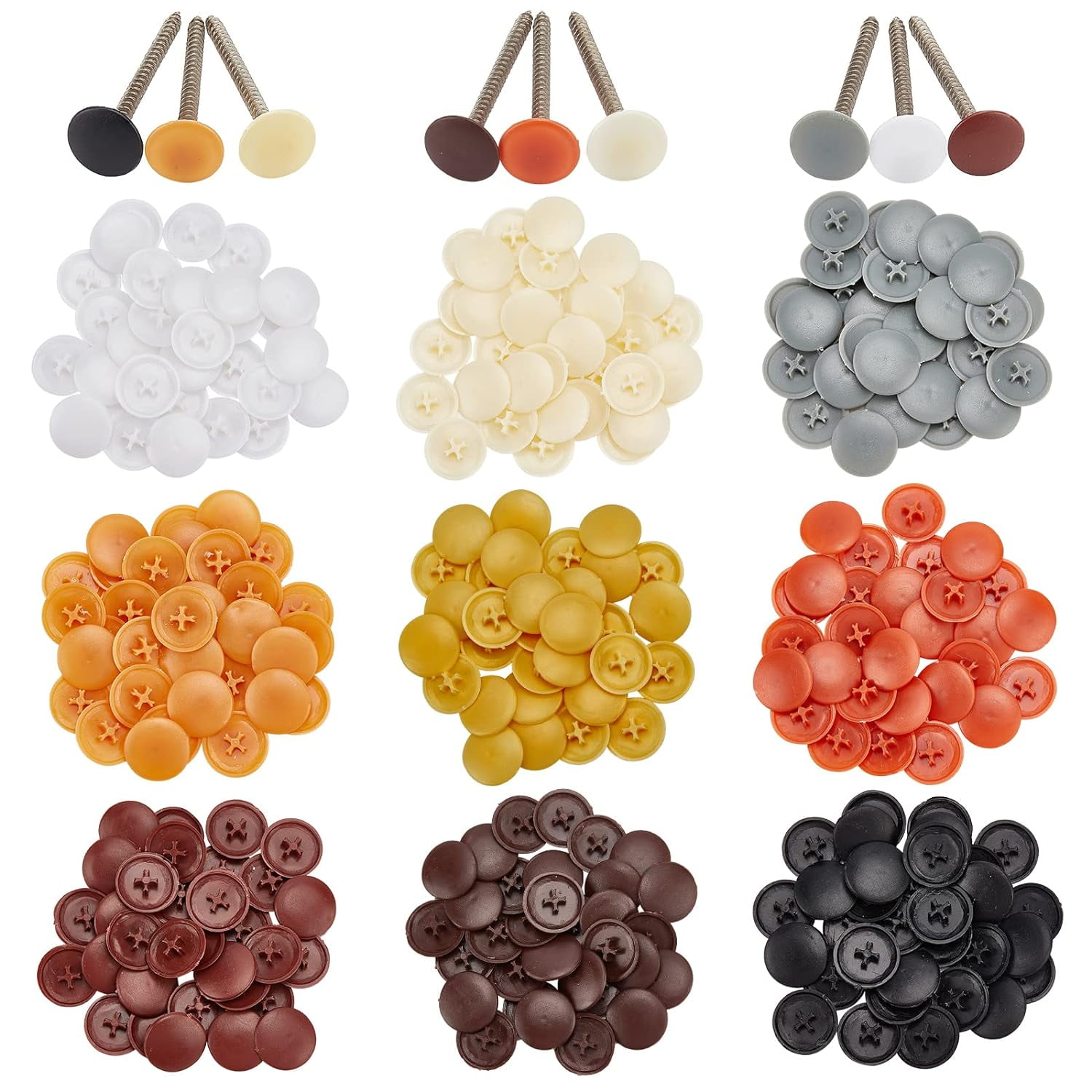 450Pcs 9 Colors 16mm Plastic Screw Cap Colorful Pieces Hinged Screw ...