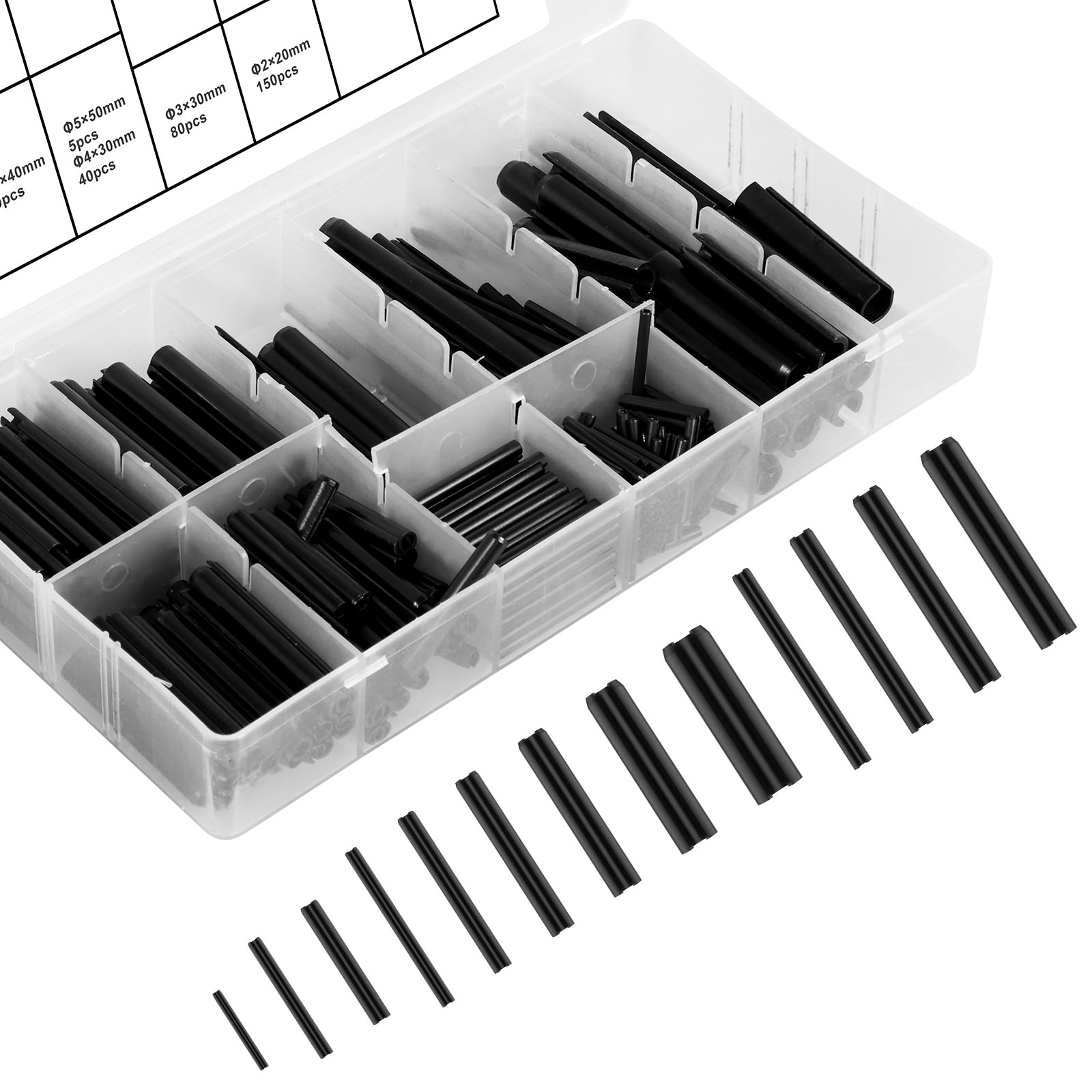 450Pcs Roll Pin Assortment Set Stainless Steel Slotted Spring Pins ...