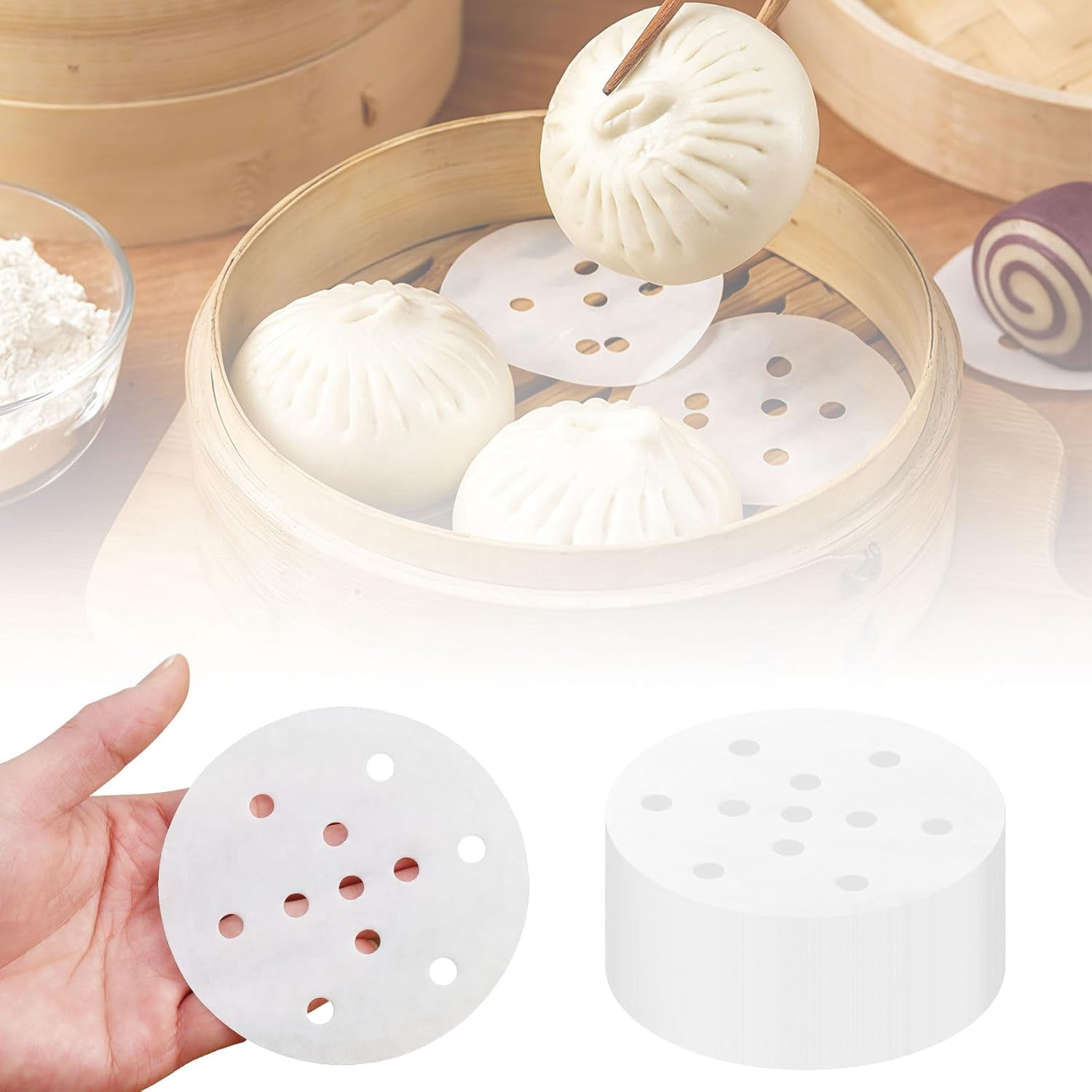 450Pcs Small Bamboo Steamer Liners, Non-stick Mini Steam Paper for ...