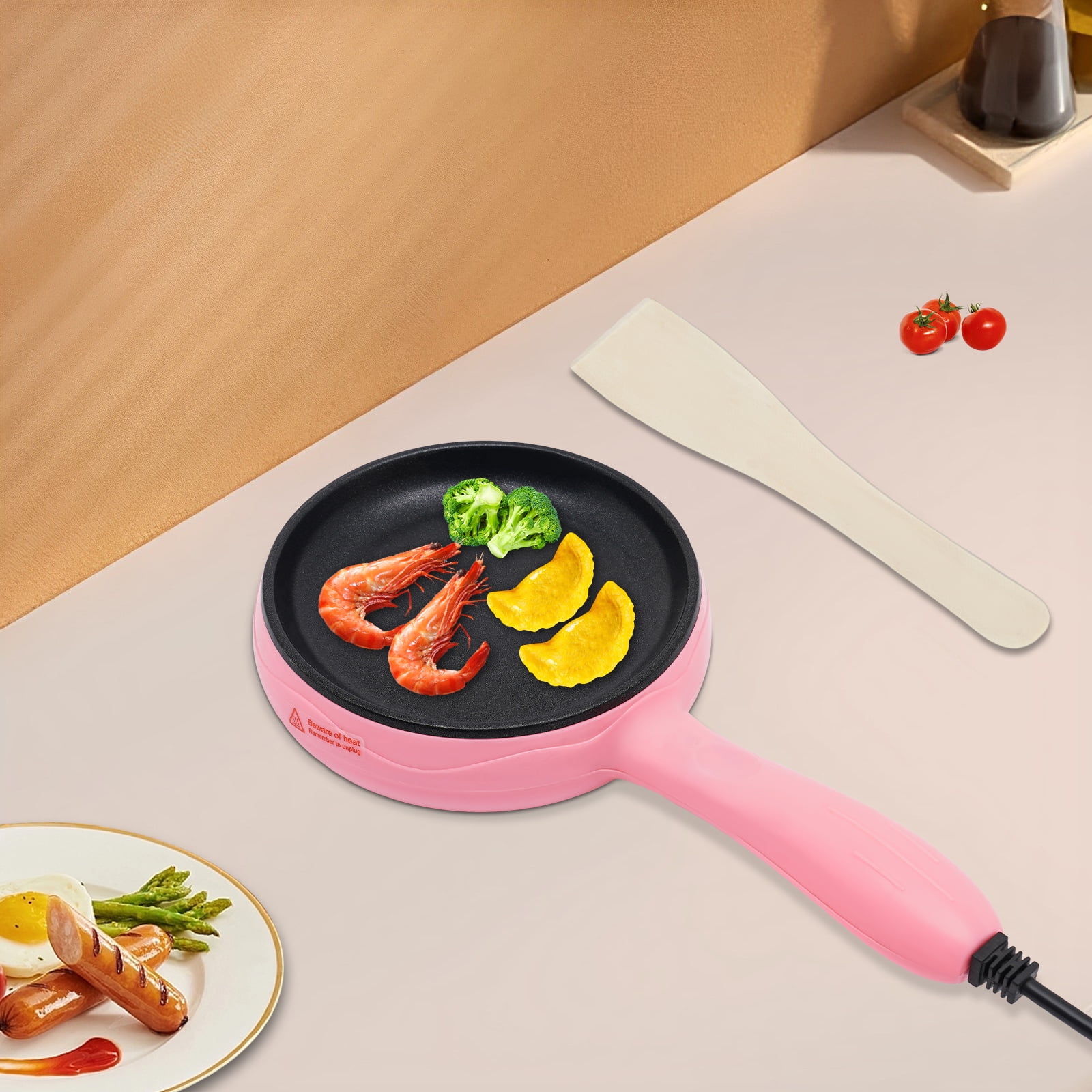 450W Small Electric Skille, 6 Inch Nonstick Egg Pan 110V Round Mini ...