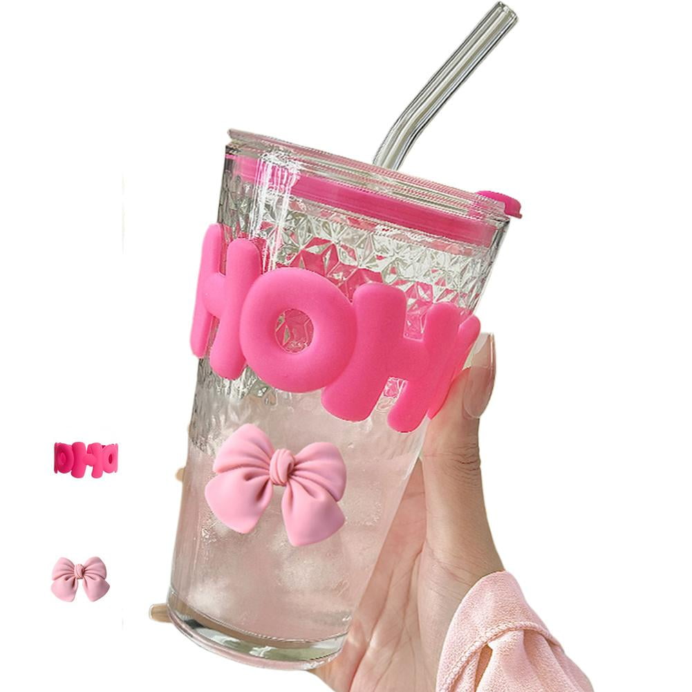 450ml Glass Cups with Lids and Straws Set Drinking Glasses for Beer Iced New H1 D4Q2 - Walmart.com