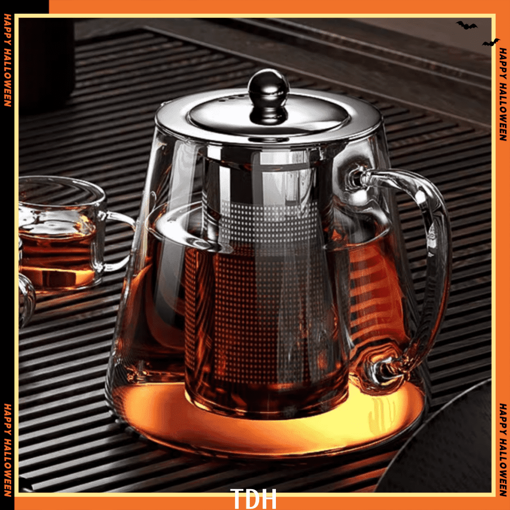 450ml Glass Teapot with Infuser, Clear Glass Tea Kettle with Removable ...