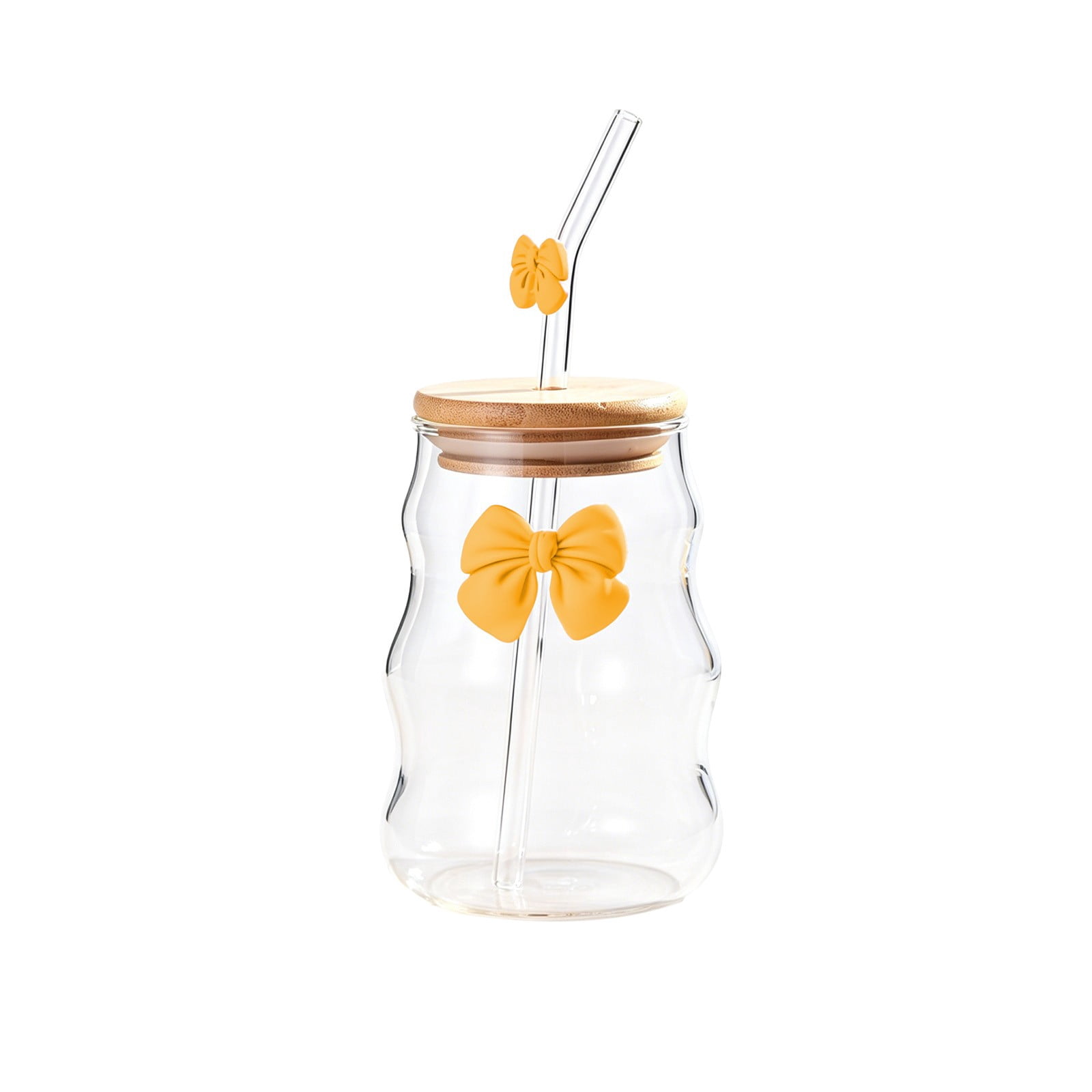 450ml Glass Water Cup with Cup Lid and Glass Straw Butterflys ...
