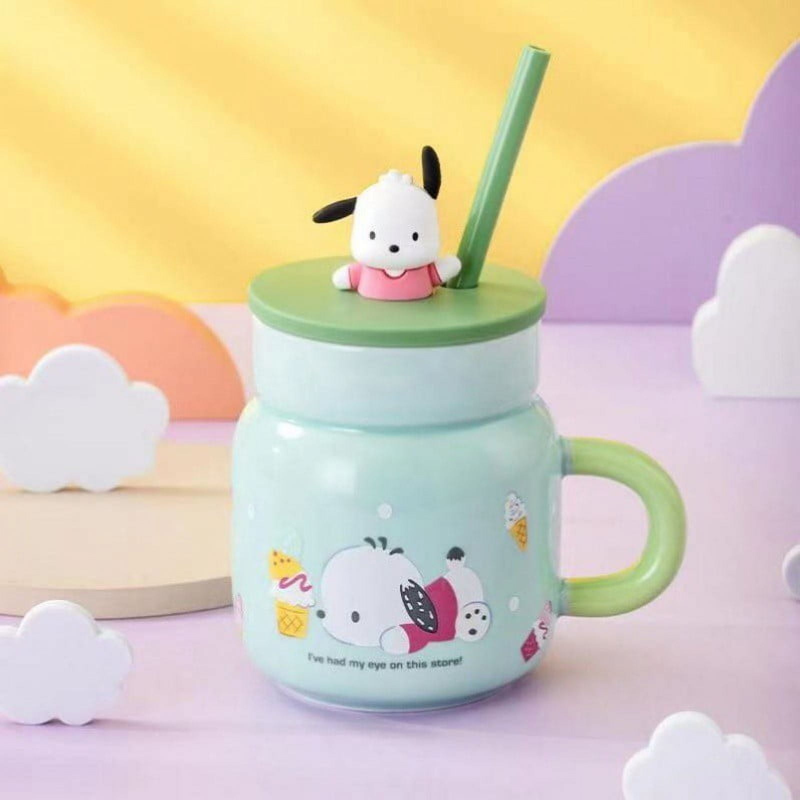 450ml New Cartoon Sanrio Kuromi Pochacco Straw Mug Three-dimensional Doll Cup Cover Coffee Cup ...