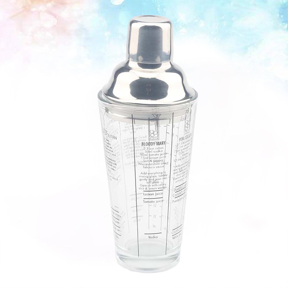 450ml Scale Pattern Glass Cocktail Shaker Stainless Steel Cover Wine ...