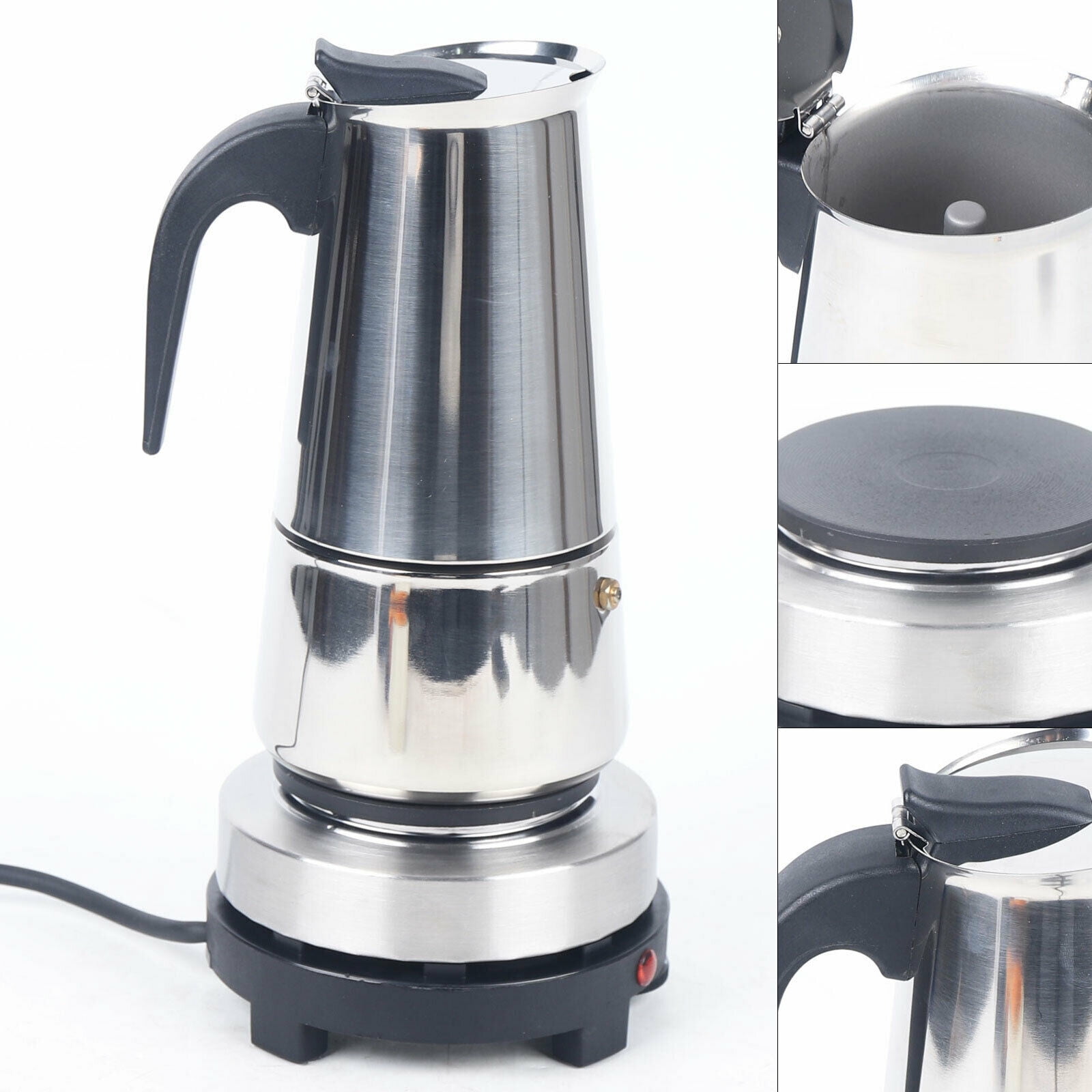 450ml Stovetop Coffee Maker 9 Cup Stainless Steel Stovetop Espresso ...