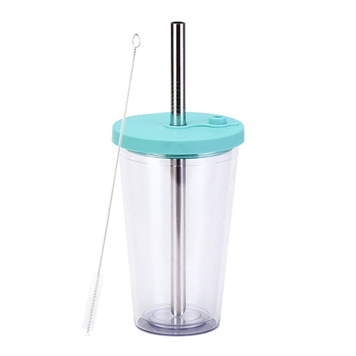 450ml double-layer plastic large hole straw cup, transparent bubble tea ...