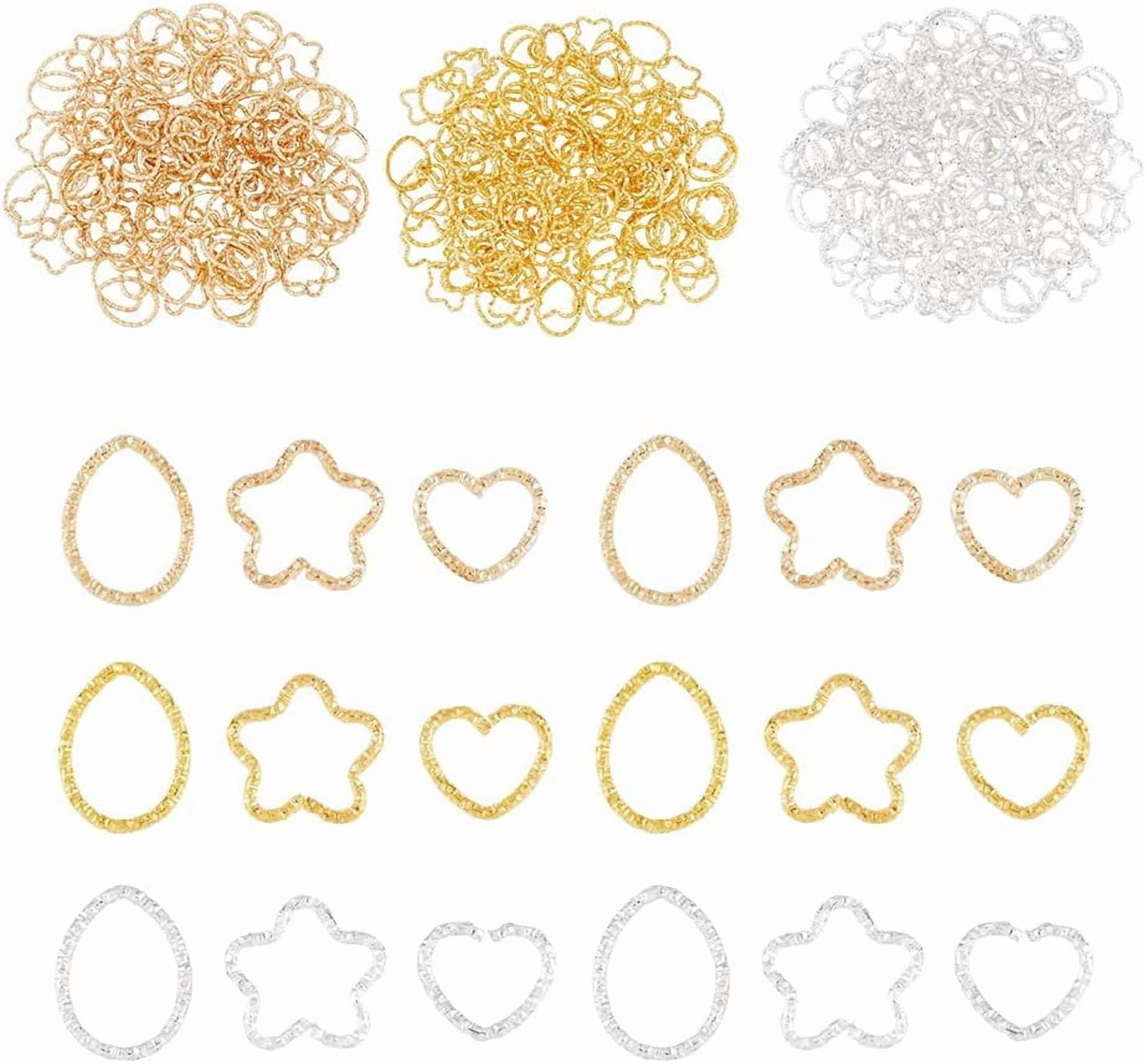 450pcs 3 Styles Twist Open Jump Rings 3 Colors Hollow Teardrop Star ...