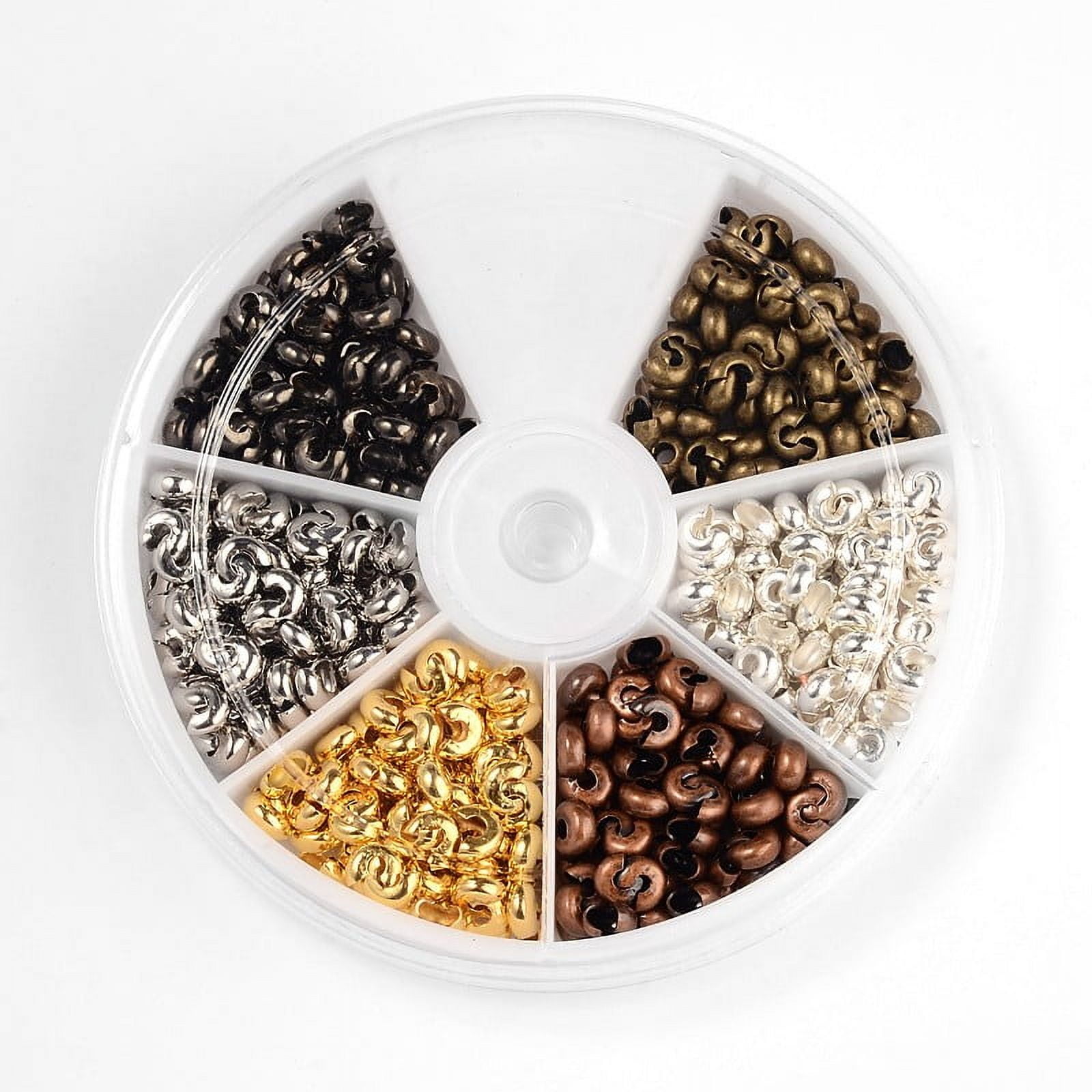 450pcs 6 Color Brass Crimp Beads Covers Nickel Free 4mm In Diameter ...