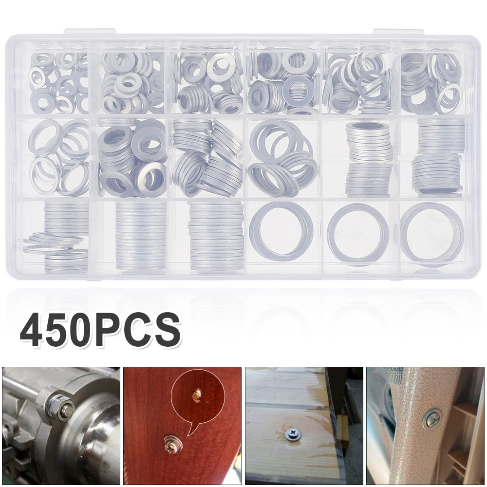 450pcs Aluminum Washers Assorted Set Replacement Flat Washers O-rings ...
