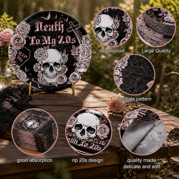 452 Death To My 20s Decoration For Her Serves 50 Black Rose Rip Paper ...