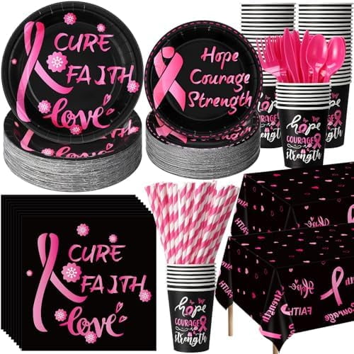 452 Pcs Breast Cancer Awareness Decoration Black Pink Cure Faith Love ...