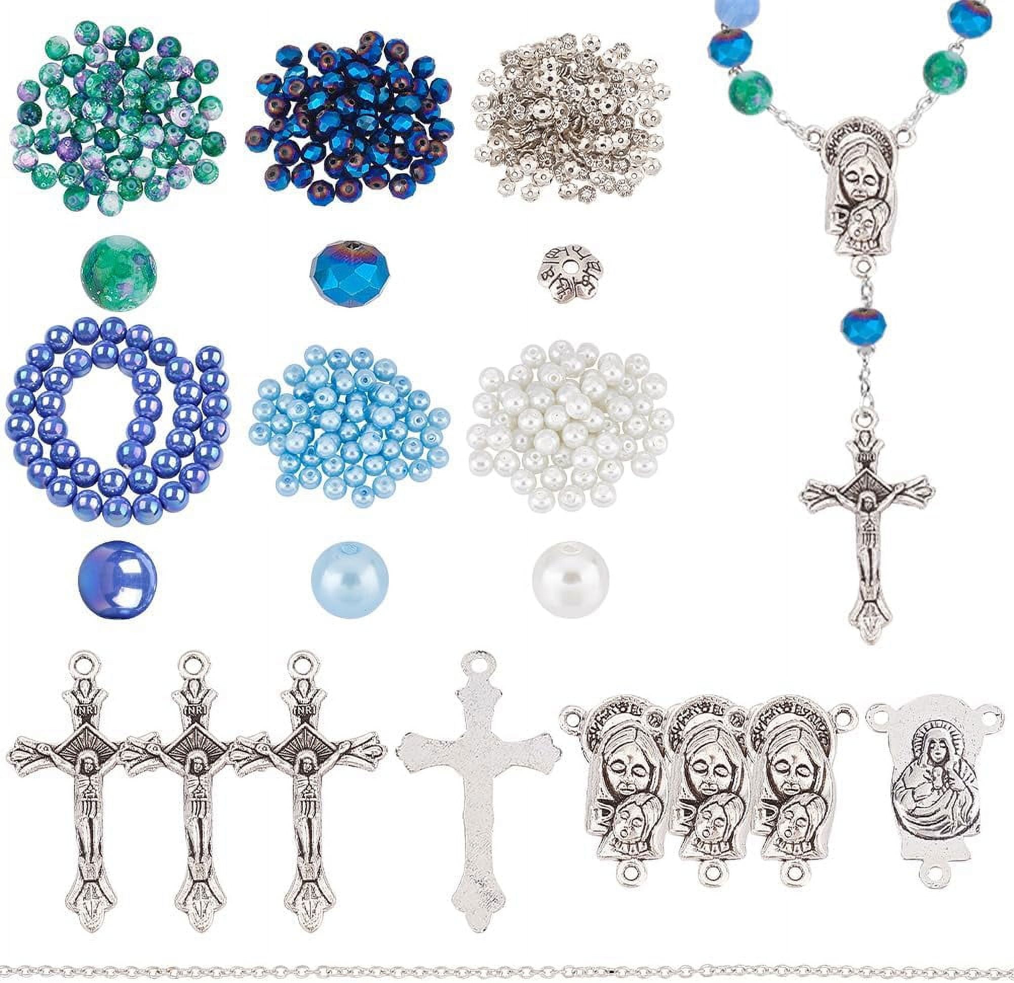 455 Pcs Rosaries Making Kit Including Center Cross Crucifix Medal ...
