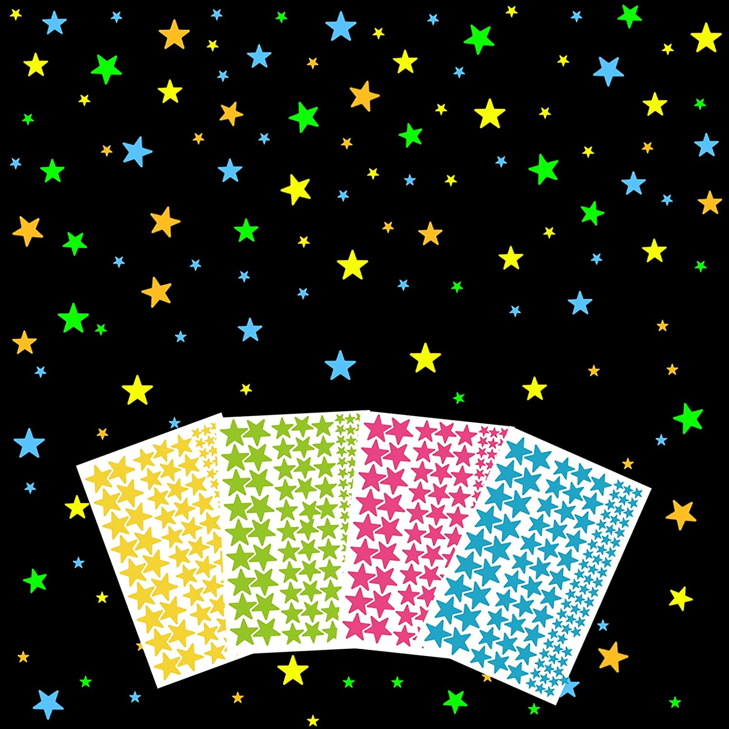 456 Pieces Glow in The Dark Stars Stickers, Luminous Stars Wall ...