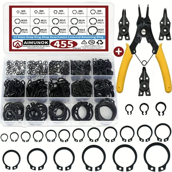 456pcs 4in 1 Snap Ring Pliers with 15 Sizes 3mm to 25mm Alloy Steel ...