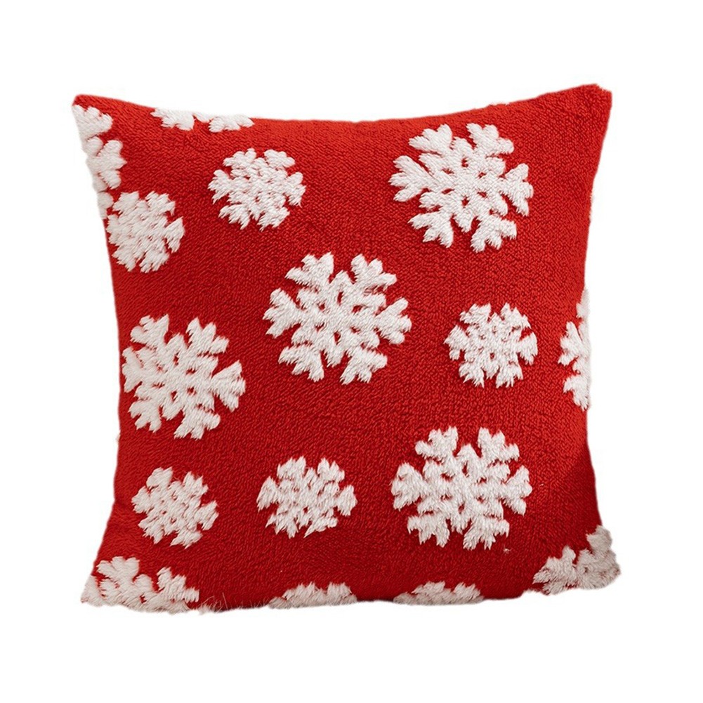 45Cm Christmas Throw Pillowcase Without Core Green Red Snowflake Velvet ...