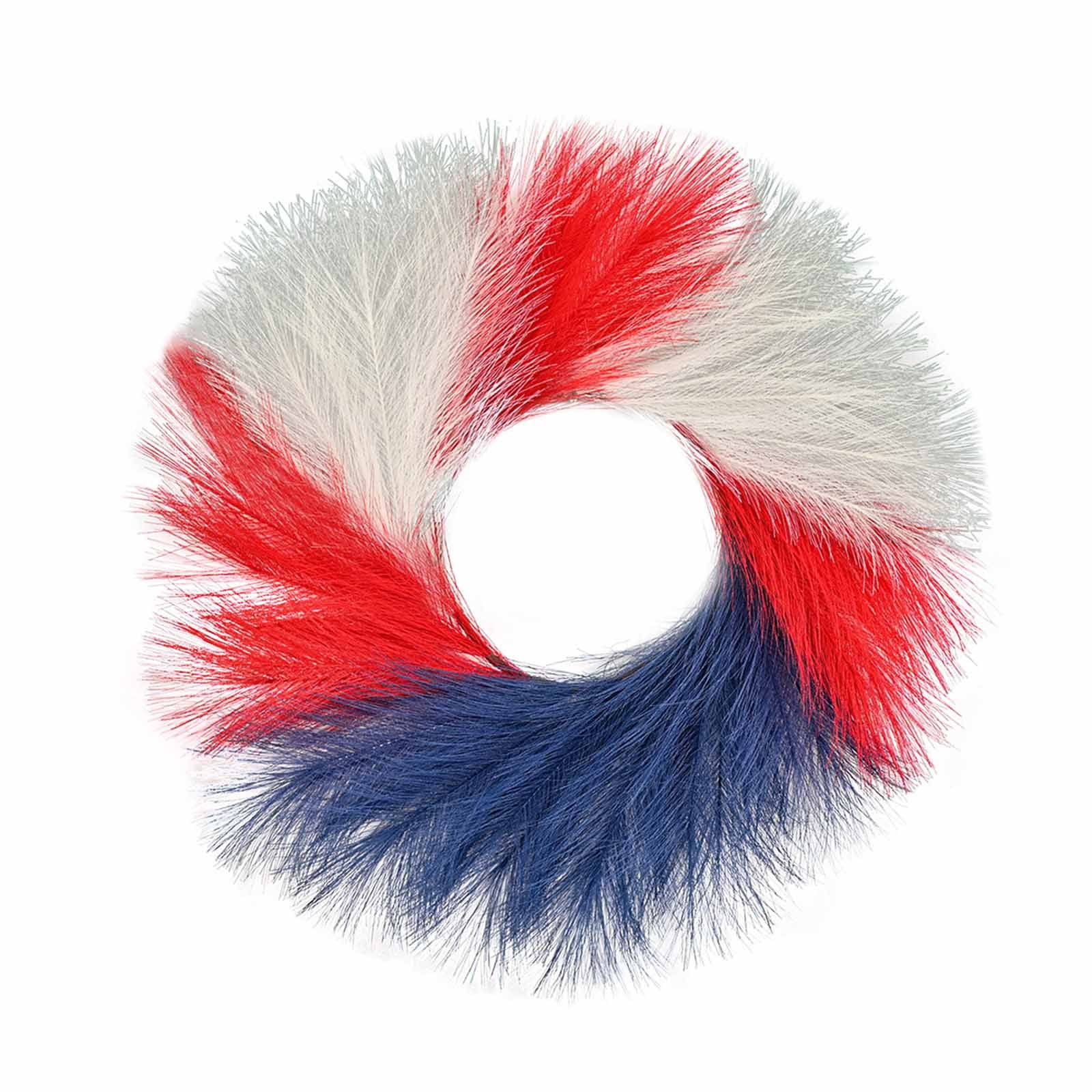 45CM Patriotic Pampas Grass Wreath,Red White Blue Feather Wreath ...