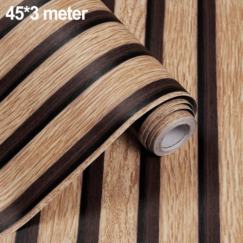 45Cm*3 Meters Waterproof Pvc Imitation Wood Grain Wall Stickers For ...