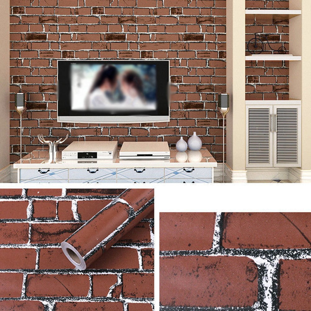 45Cm Width Imitation Cement Wallsticker Retro-Coffee Brick Pattern ...