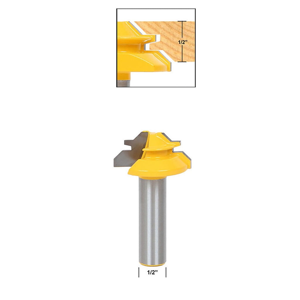 45Degree Lock Miter Router Bit Woodwork Tenon Cutter Tool 1/2Inch Shank ...