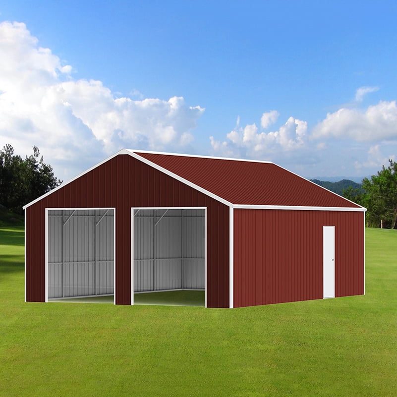 45FT x 25FT Heavy-Duty Metal Garage Barn Shed – 14-Gauge Galvanized ...