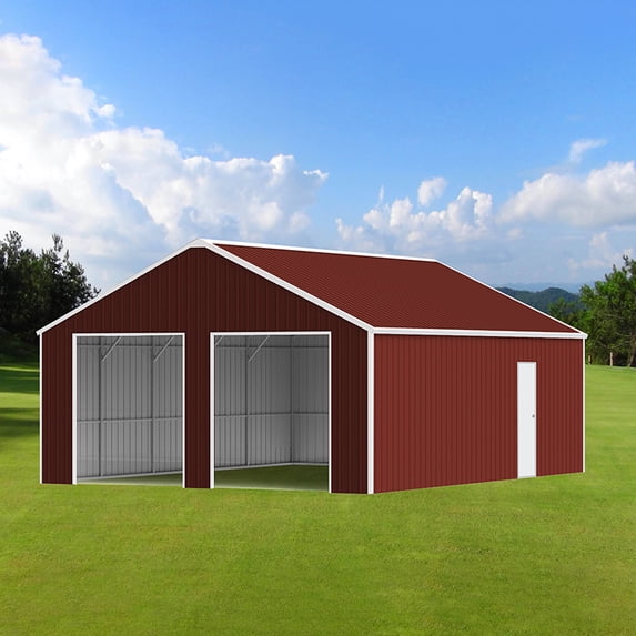 45FT x 25FT Heavy-Duty Metal Garage Barn Shed – 14-Gauge Galvanized ...