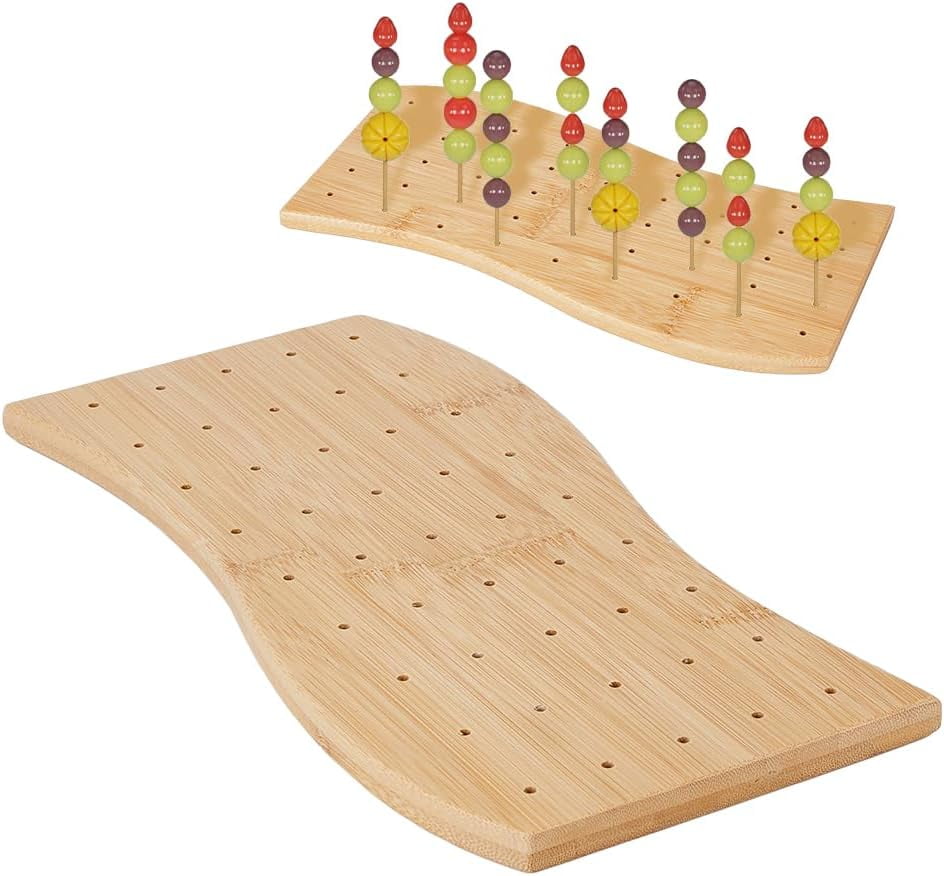 45Holes Bamboo Food Holder Fruit Kabob Stand Cocktail Pick Display ...
