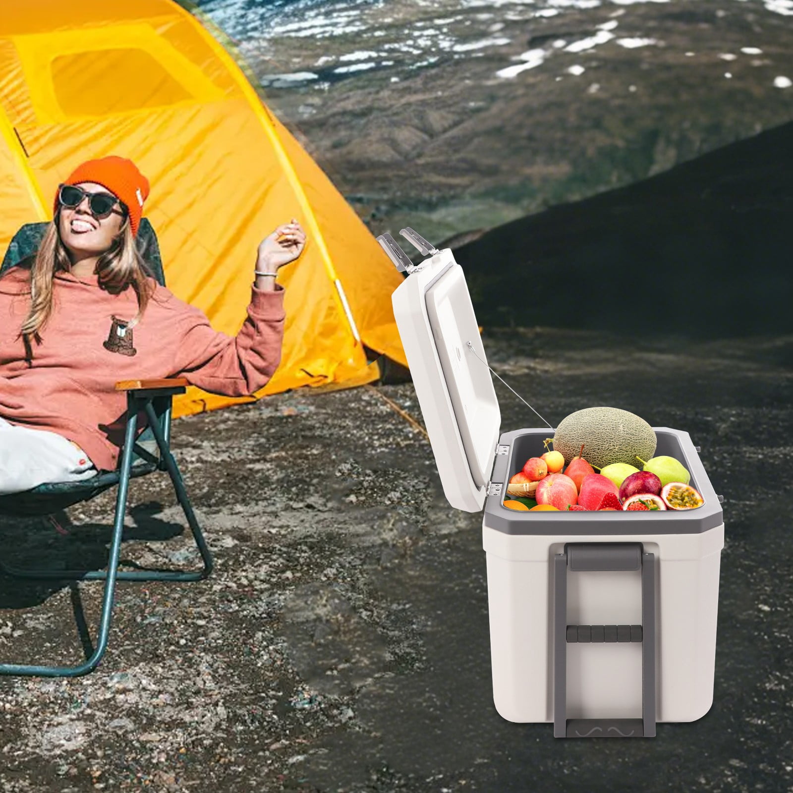 45L Capacity Insulated Portable Cooler Ice Retention Cooler with Handle ...