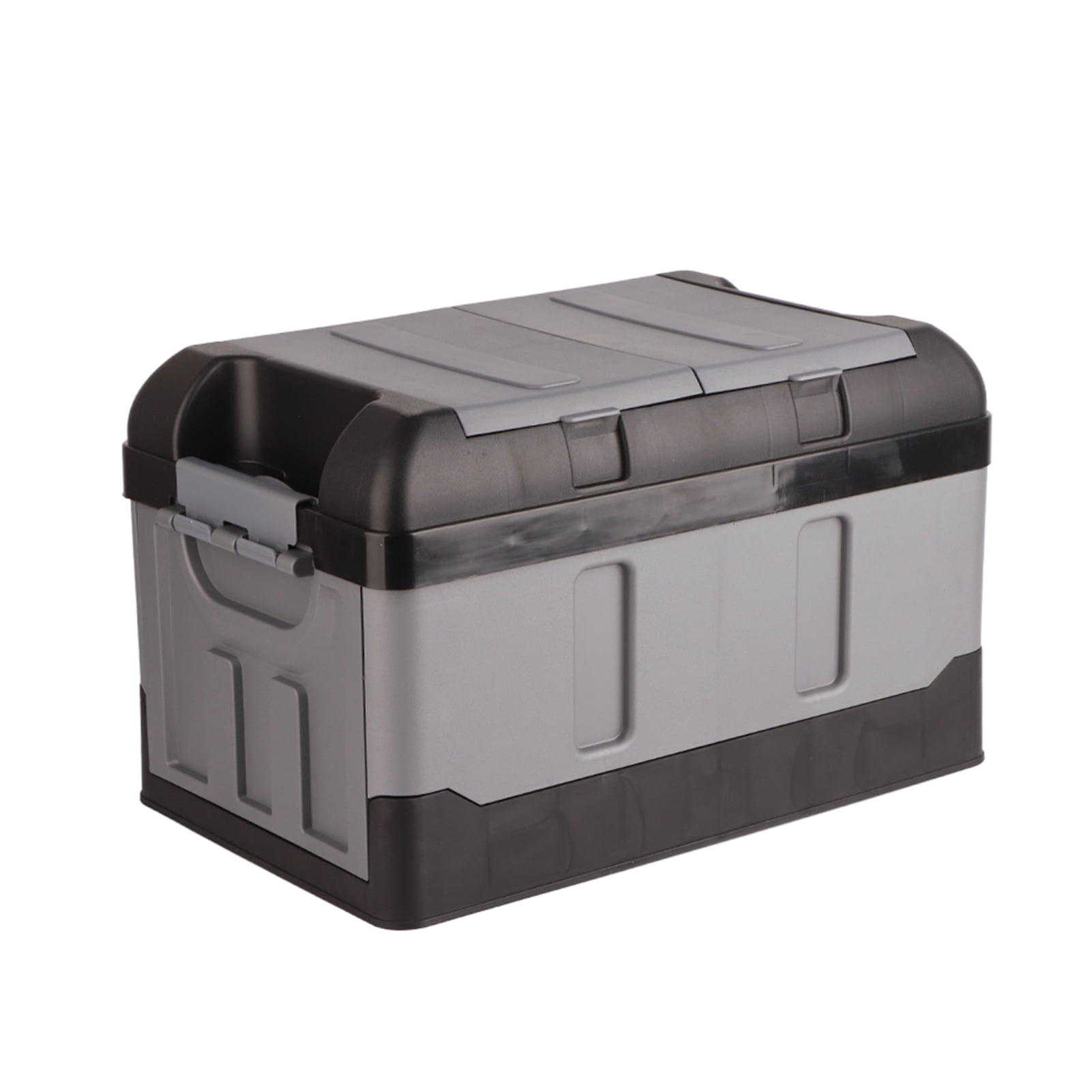 45L Collapsible Car Trunk Storage Box 60kg/132.28Ib Load Organizer High Cover Two Compartments ...